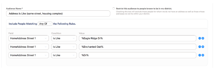 Example Audience: Address Components – Fireside