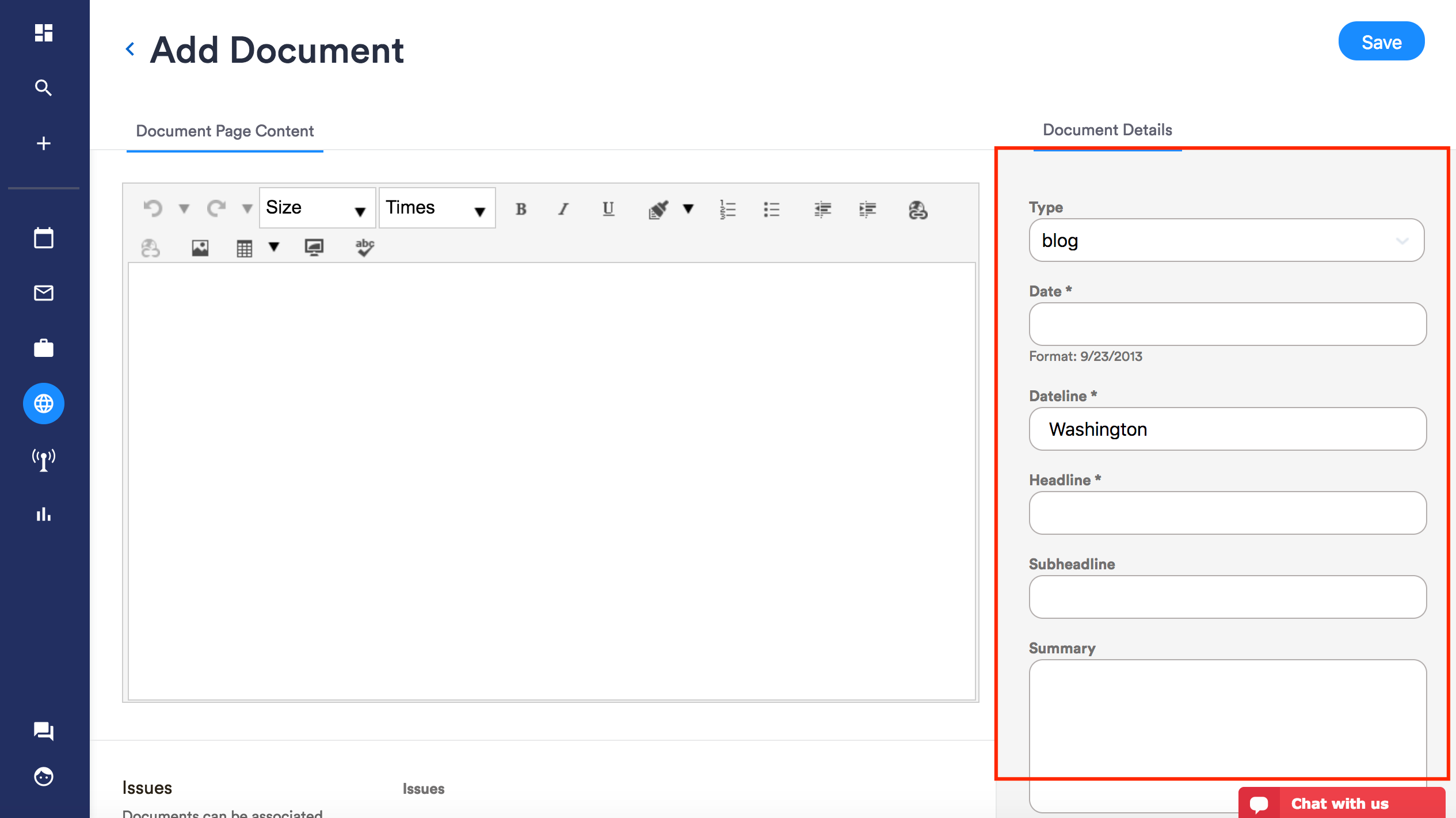 Adding or Editing Documents – Fireside