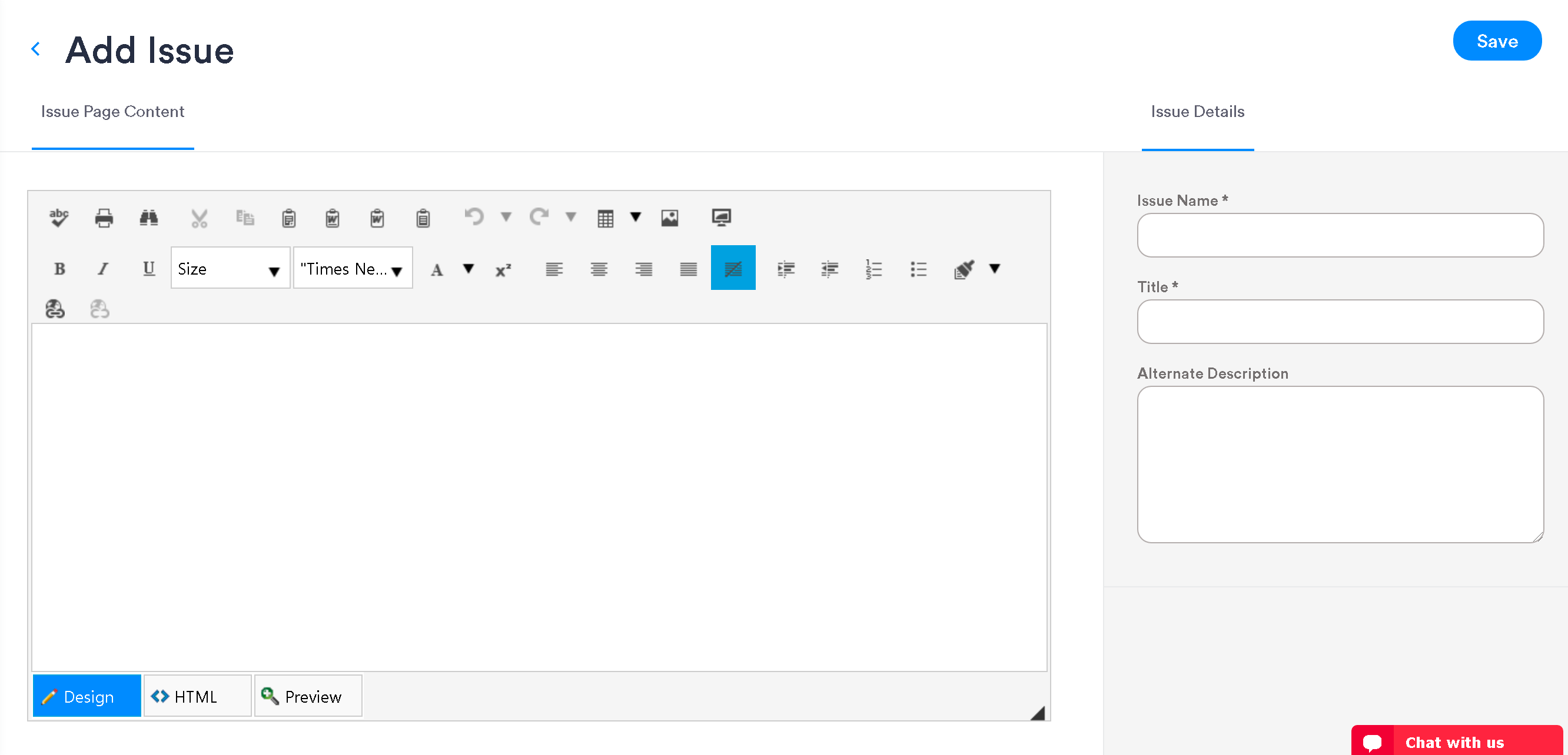Adding an Issue – Fireside