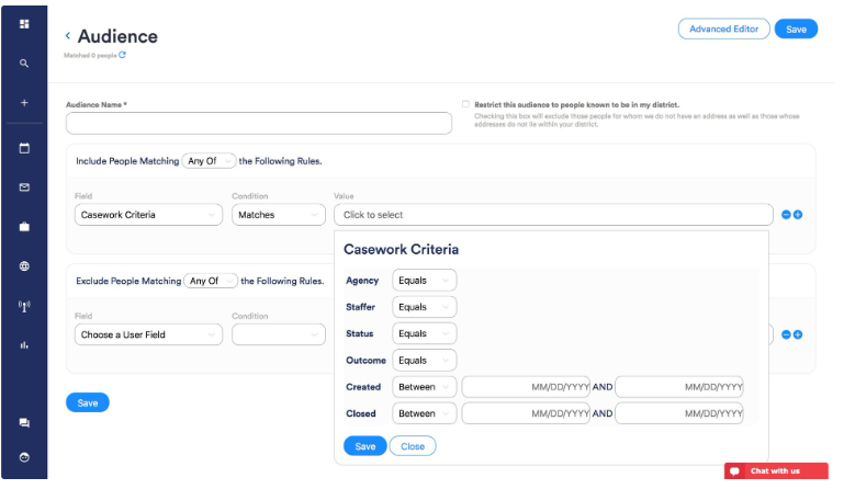 Example Audiences: Casework Criteria – Fireside