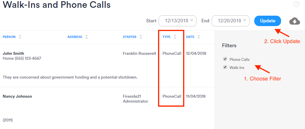 Fireside State Walk-Ins and Phone Calls Report – Fireside