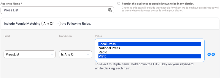 Fireside State Example Audience: Press List – Fireside