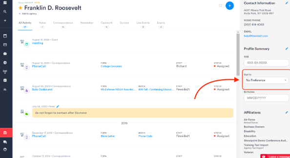 Opt-in Status for Constituents – Fireside