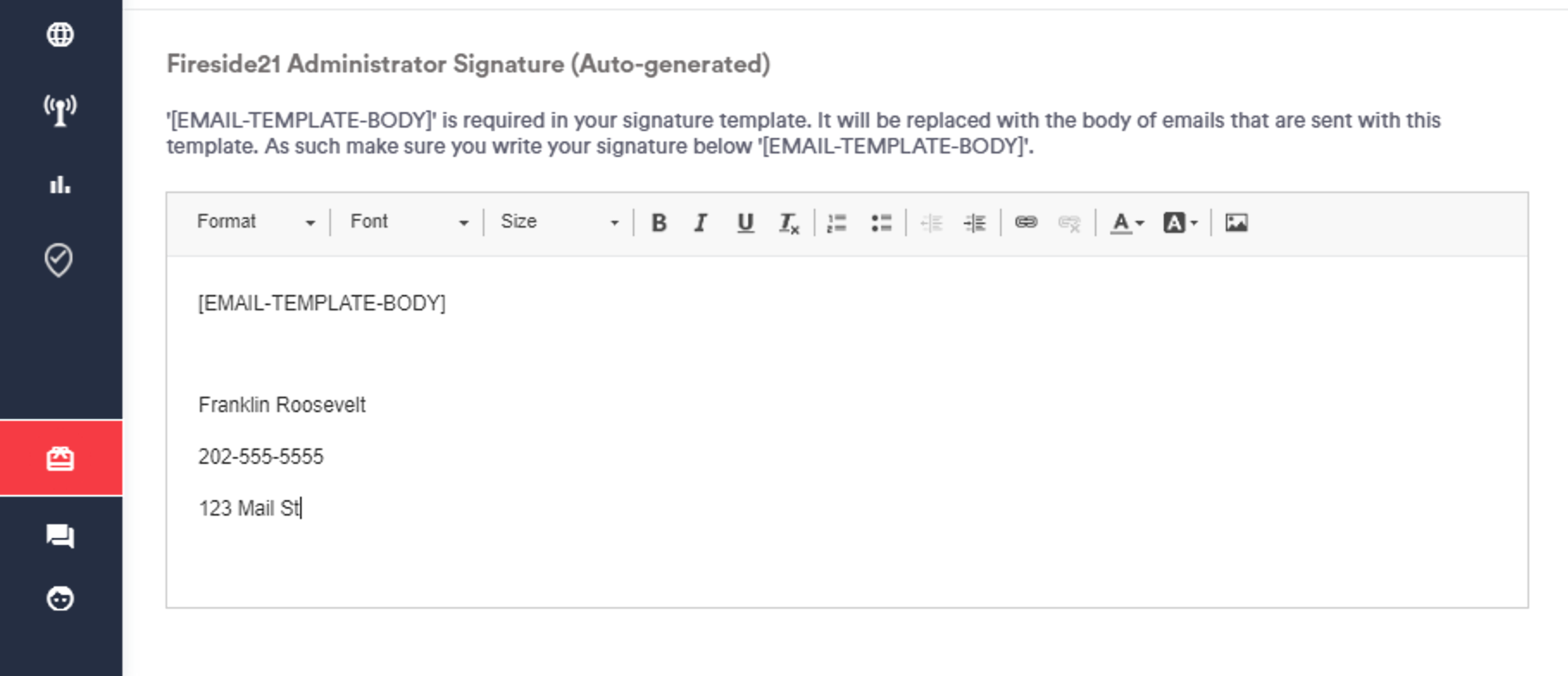 Fireside State Setting Up a Signature Block – Fireside