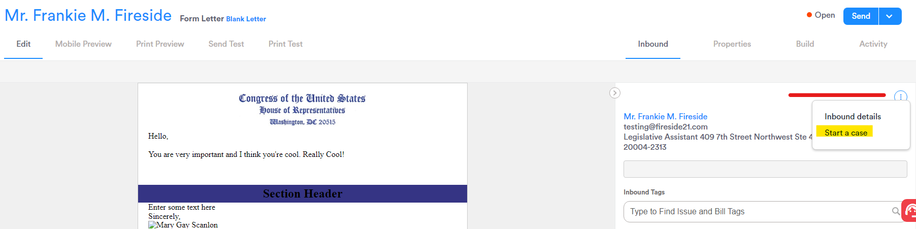 Starting a New Case from a Batch – Fireside