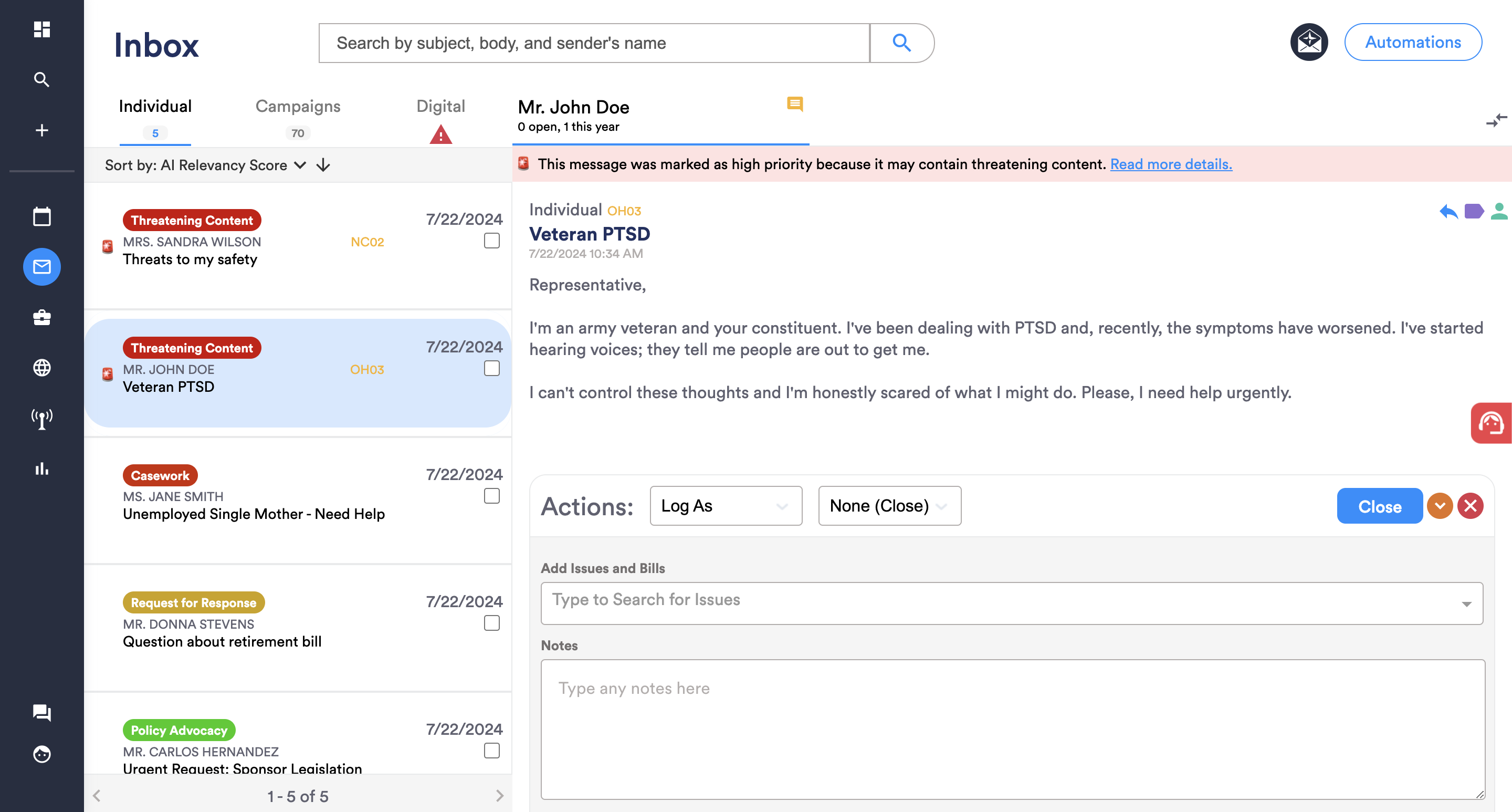 New Inbox AI Sort Functionality – Fireside